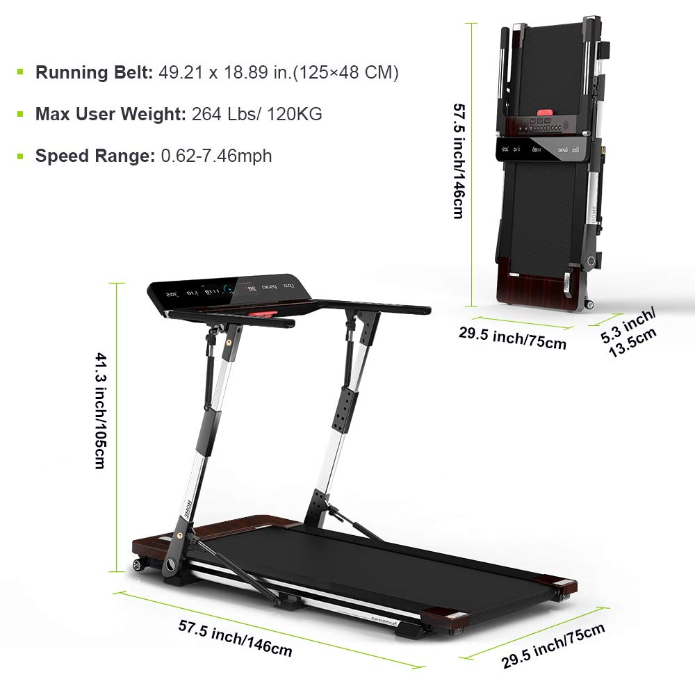 OneTwoFit Folding Treadmill with 7.46 MPH Max Speed/Space Saving/Fixed Incline,Electric Treadmill with 264 lbs High Weight Capacity for Home Office Use Exercise Walking Machine OT178