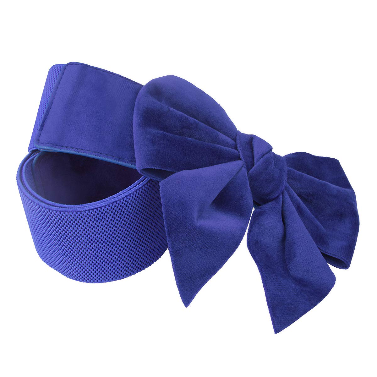 moonsix Women's Elastic Wide Waist Belt Casual Bowknot Dress Cinch Belts, Royal Blue