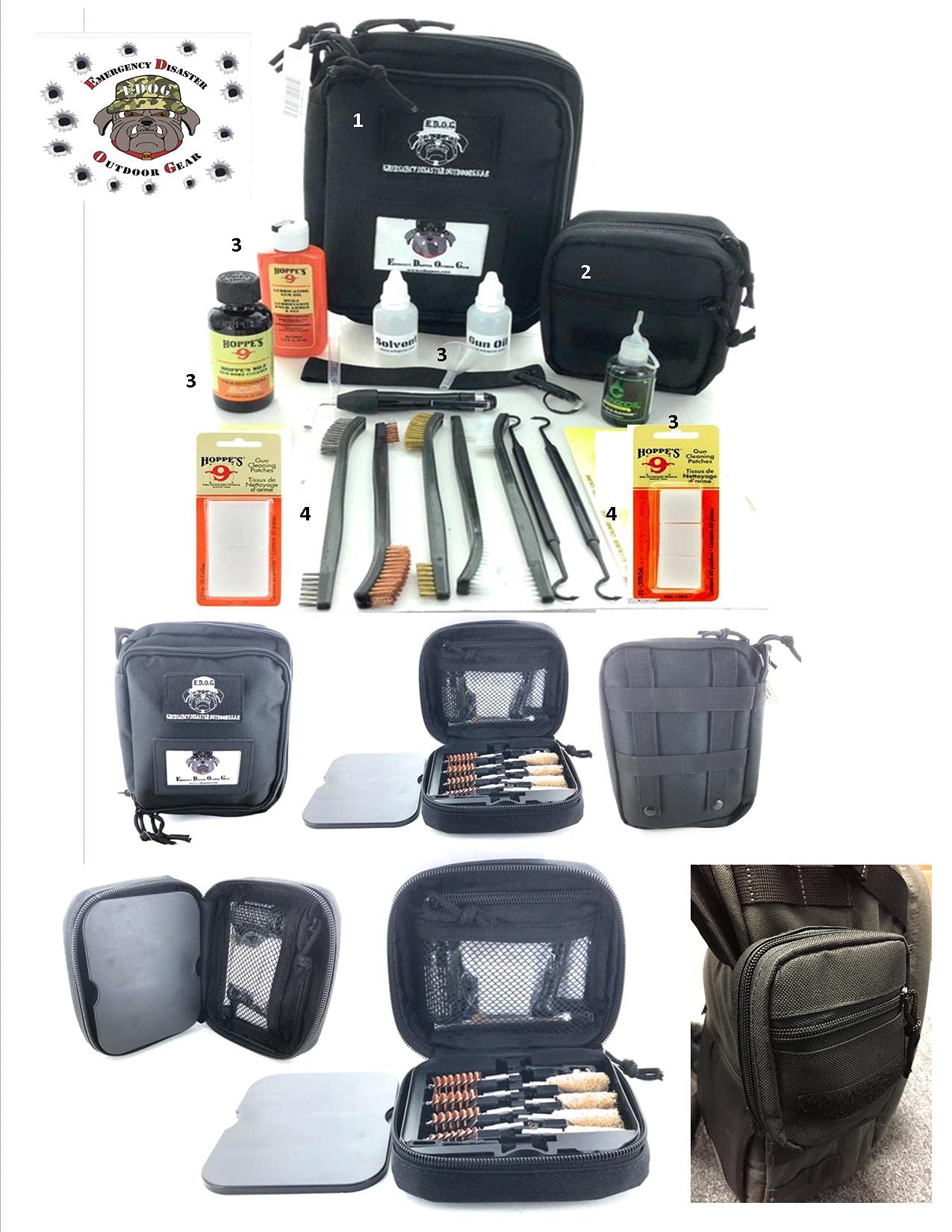 RangeMaster Elite EDC Bag Gun Cleaning Kit- Compatible for H&K VP9 - Schematic Mat (Exploded View) with Hoppes Gun Oil No.9 Solvent & Patches Clenzoil CLP 10 Pc Cleaning Accessories Set