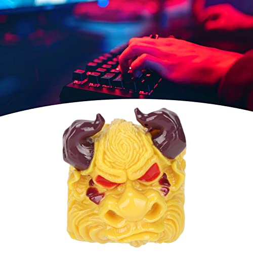 Zyyini Computer Keycap, Resin Hand Carved Cow Custom Keycaps Gaming Keyboard Replacement Part for Cherry MX Swtiches Mechanical Keyboards(Yellow)