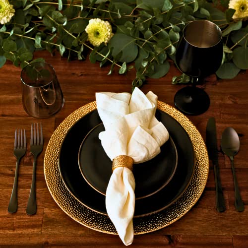 Rickion Charger Plates and Napkin Rings, Set of 6, Gold Chargers for Dinner Plates β Unique, Elegant, Bubble Plate Chargers & Matching Napkin Rings β Thick, Reusable PP Plastic