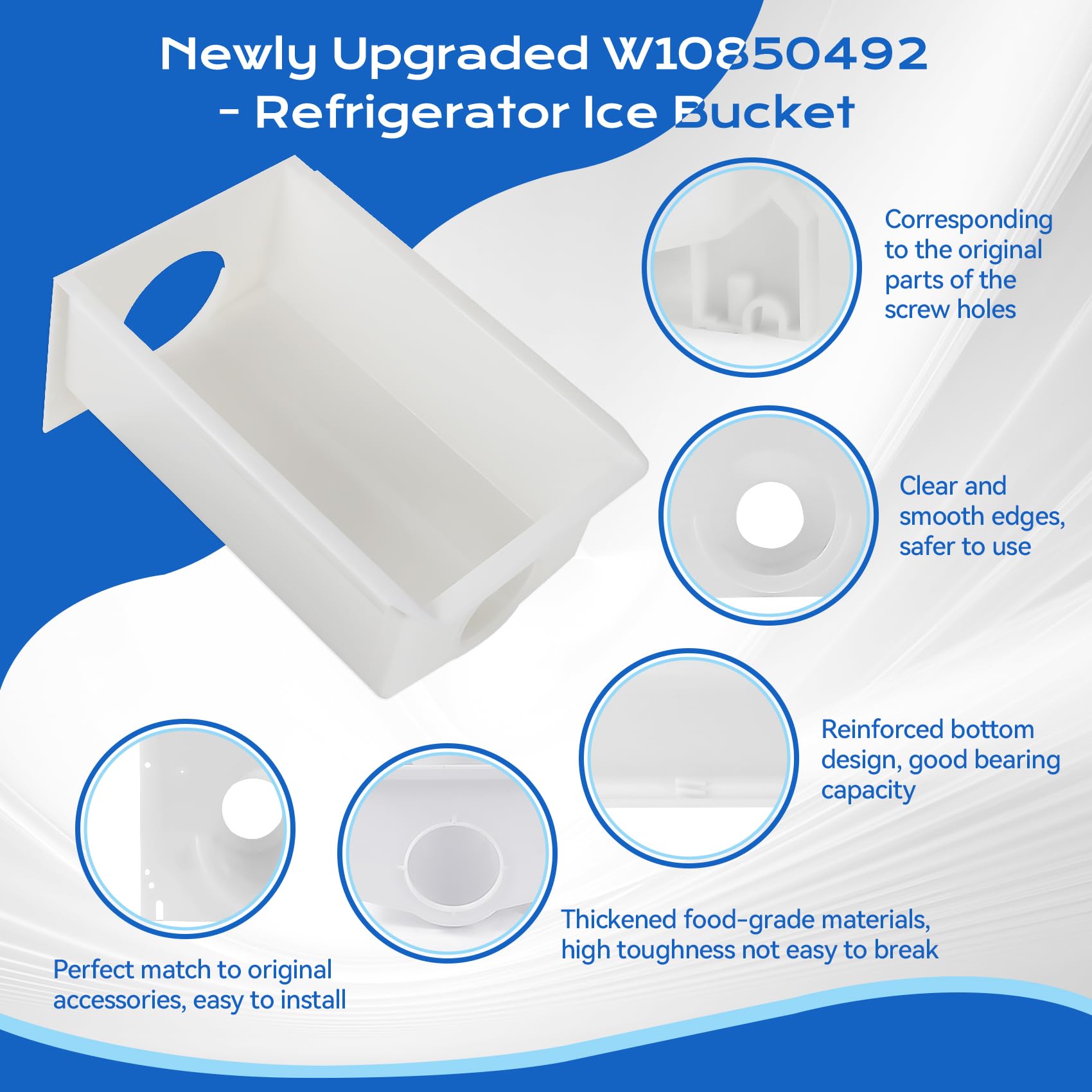 π
½π
΄π ππ©π π«ππππ W10850492 Refrigerator Ice Bucket Compatible with Whirlpool Amana Kenmore Maytag Refrigerators, W10670844 Ice Bucket, Ice Container Bin W10138193, WRS321SDHB00, PS11731153 Etc