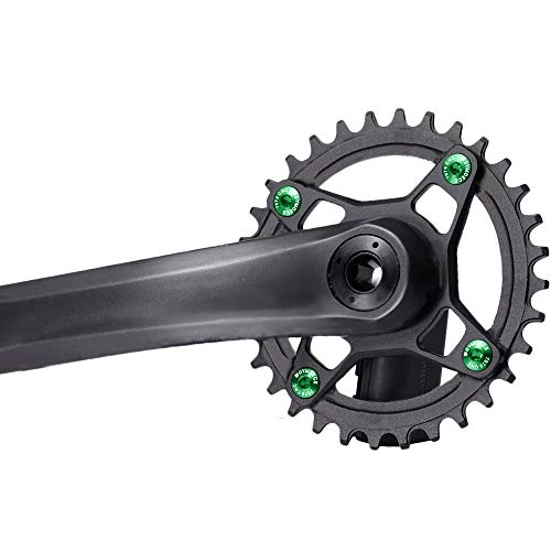 RANOKI Double Chainring Bolts 5 Pack 7075 Aluminum Alloy Chainring Bolts for Mountain Bike BMX Road Bicycle, MTB (Green)