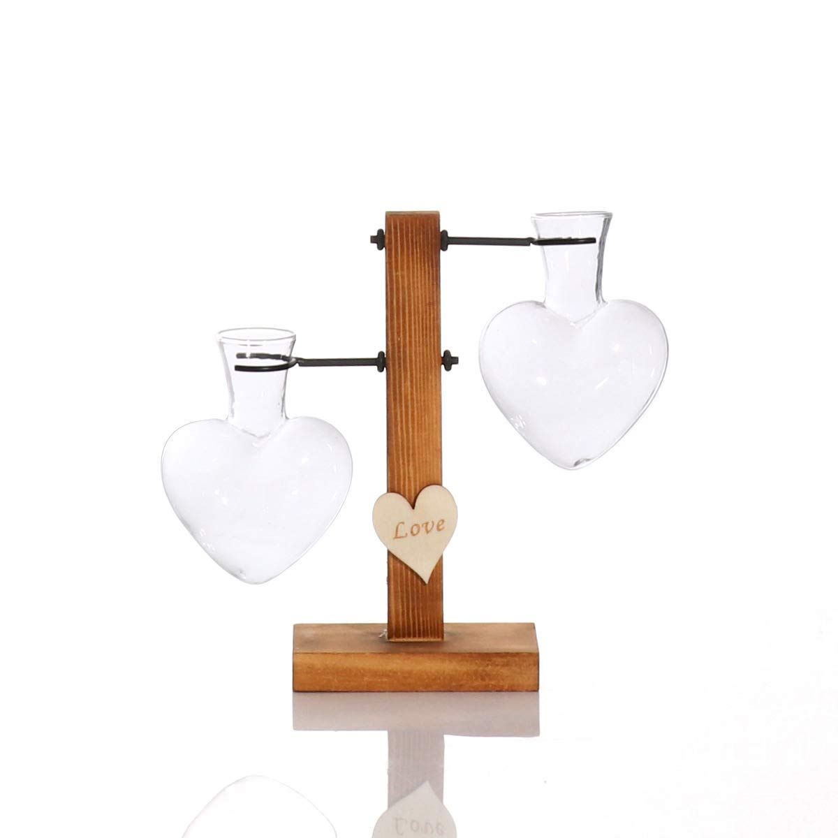 NEWCOMDIGI Hydroponic Vase, Heart Shaped Glass Planter Vase, Creative Desktop Bulb Vase for Home Garden Office Wedding Decoration (2 Vases)