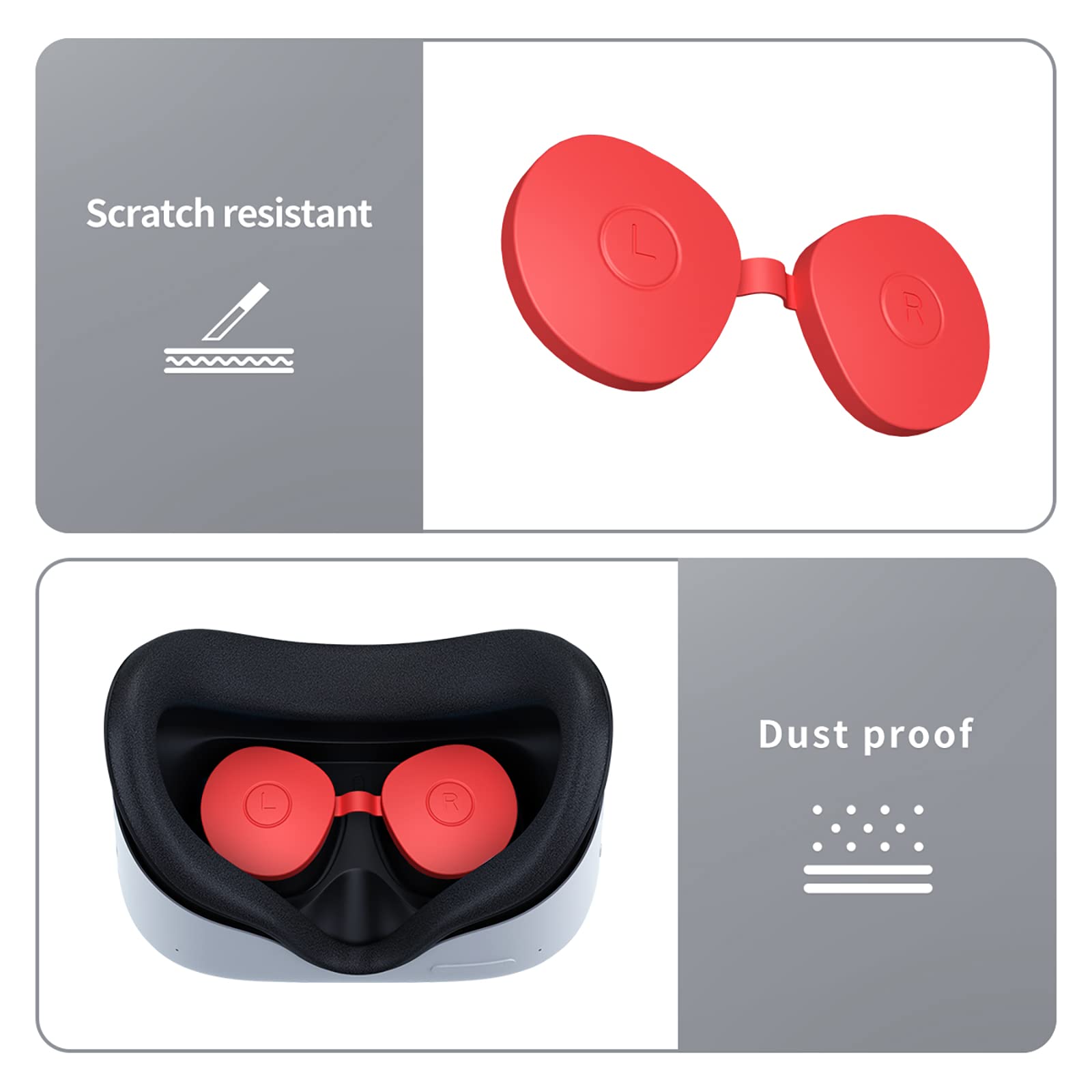 SUIHUOJI for VR Oculus Quest 2 Accessories 5 in 1 Replacement Head Strap Elite Kits Protective Lens Cover Sweatproof/Silicone Face Pad Cover/Controller Grips Cover for Quest 2 Headset (Red)
