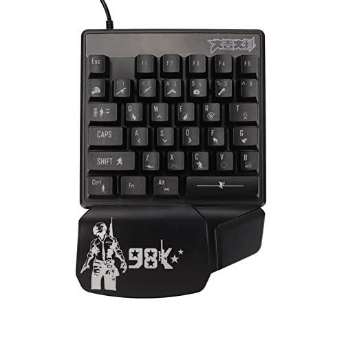 wendeekun One Handed Gaming Keyboard, 35 Keys Single Led Glowing Mini Keyboard Ergonomic Design F5 Gaming Keyboard for Esports Game, Phone/Pc/Desktop, Pc Gaming Setup