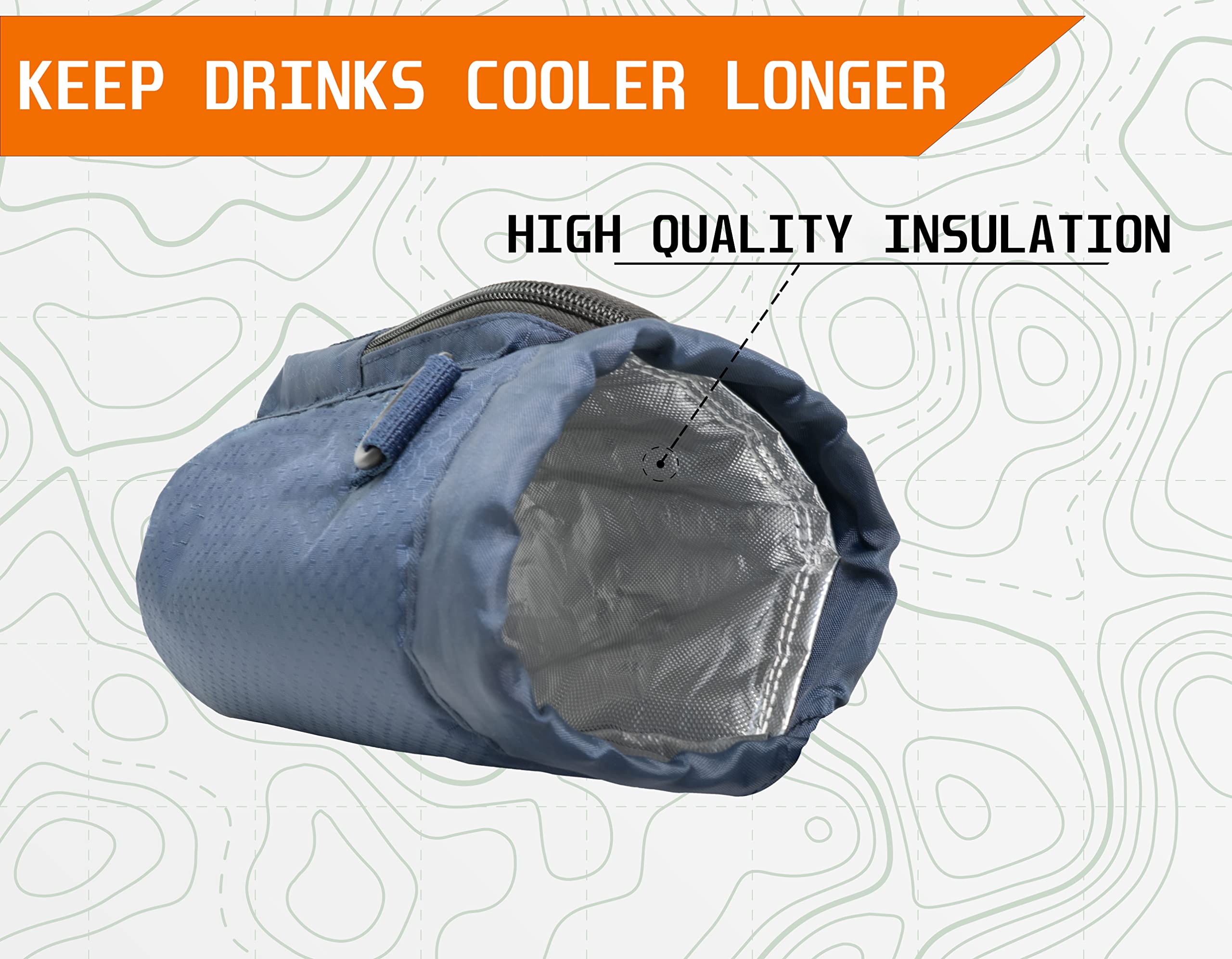 Mindful Ventures Water Bottle Holder - Insulated Water Bottle Carrier/Sling w/Adjustable Shoulder Strap | Pocket for Phone, Accessories | Up to 40oz | Great for Hydro Flask Walking Hiking