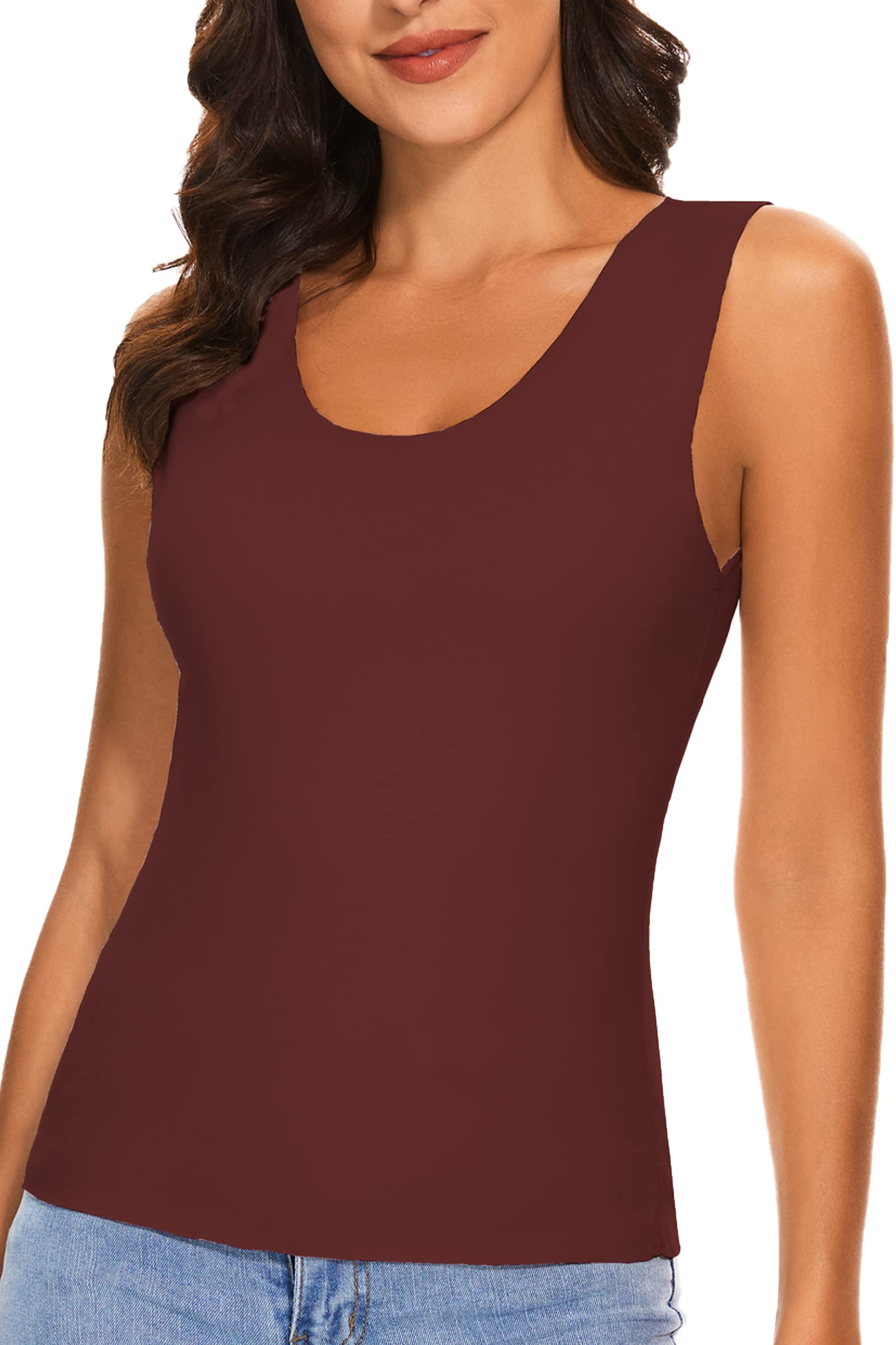TLGAVQUEEN Womens Thermal Tank Tops Warm Base Layer Sleeveless Underwear Black Purple M