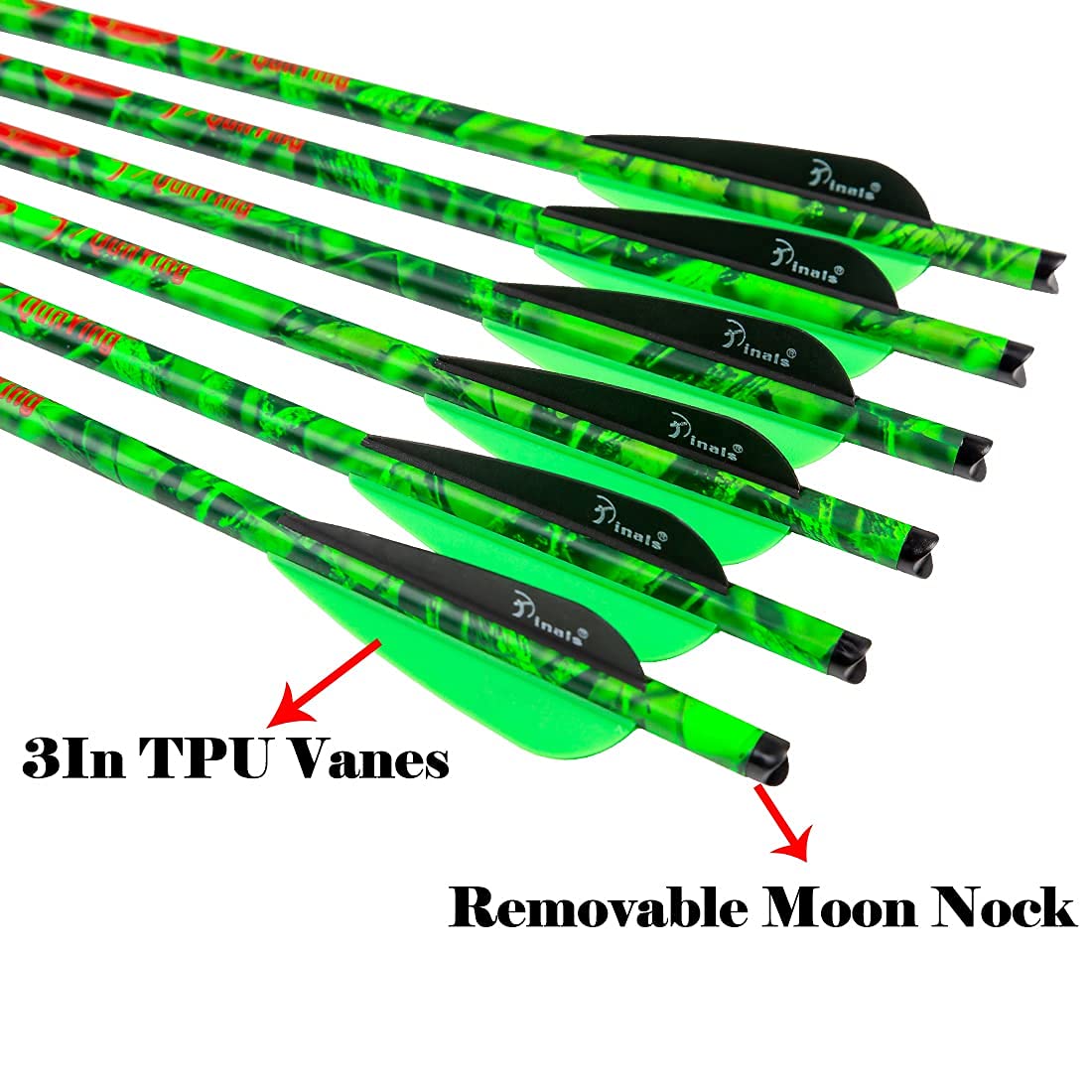 QunYing Crossbow Bolts 20 Inch Hunting Archery Carbon Arrows Crossbolt 12PCS Green Camo