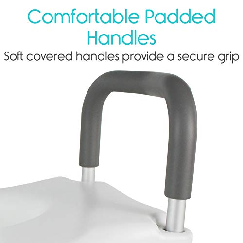 Vive Raised Toilet Seat - 5" Portable, Elevated Riser with Padded Handles - Elongated and Standard Fit Commode Lifter - Bathroom Safety Extender Assists Disabled, Elderly, Seniors, Handicapped (1)