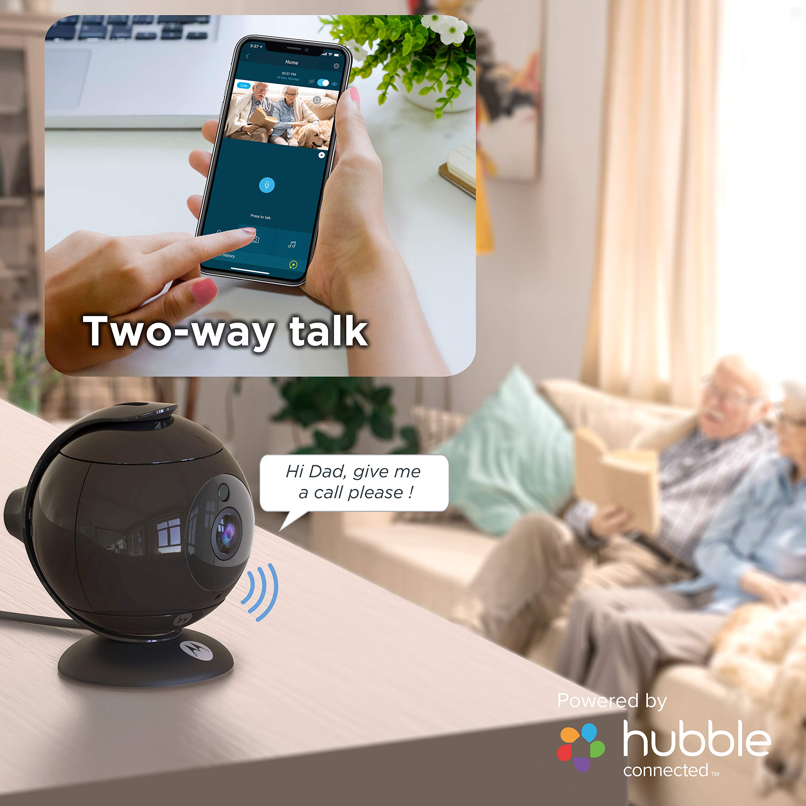 Motorola Focus89 Wireless Indoor Camera for Home – Security Surveillance System with Sound and Motion Detection, Remote Pan, Digital Zoom, Two-Way Talk – 1080p Video, Night Vision, Black
