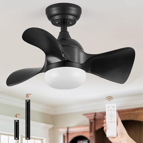 LEDIARY- 23" LED Ceiling Fans with Lights - Small Ceiling Fan with Lights Remote Control, 6 Speeds, Reversible Blades, 3 Color Temperature, Modern Ceiling Fan with Light for Bedroom, Kitchen-Black