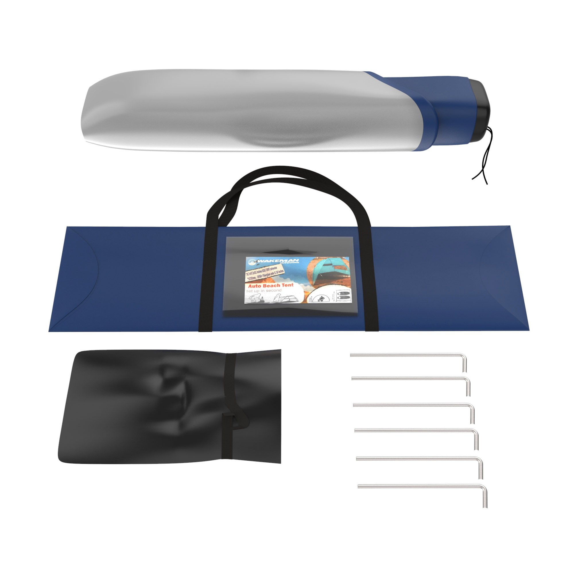Pop Up Beach Tent Sun Shelter for Shade with UV Protection, Water and Wind Resistant, Instant Set Up and Carry Bag by Wakeman Outdoors, Navy, 55" x 87" (153133NYX)