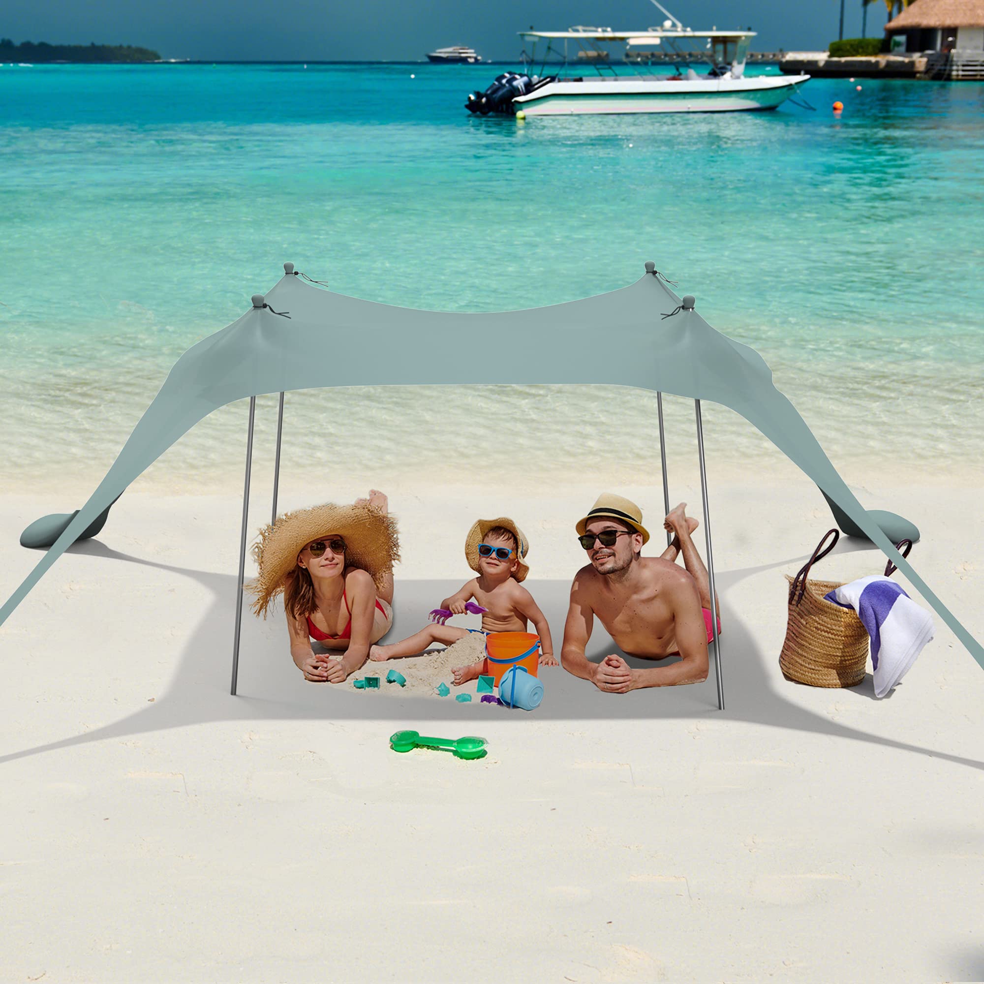 RELIANCER Pop Up Family Beach Tent (10βx10β Dark Blue)