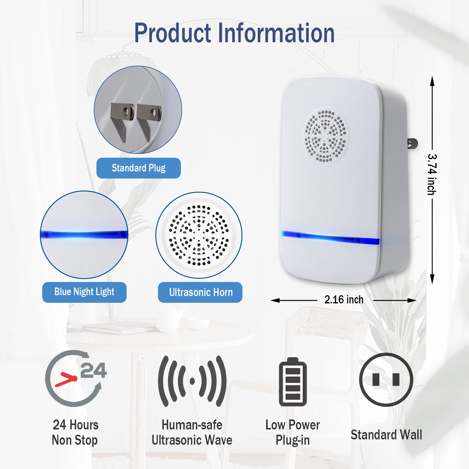 Ultrasonic Pest Repeller, 6 Packs Electronic Plug in Repellent Indoor, Mouse Repellent Harmless to Pets and Human, Pest Control for Mice Spiders, Ants, Bug, Mosquito, Cockroach, Rodents, Flies