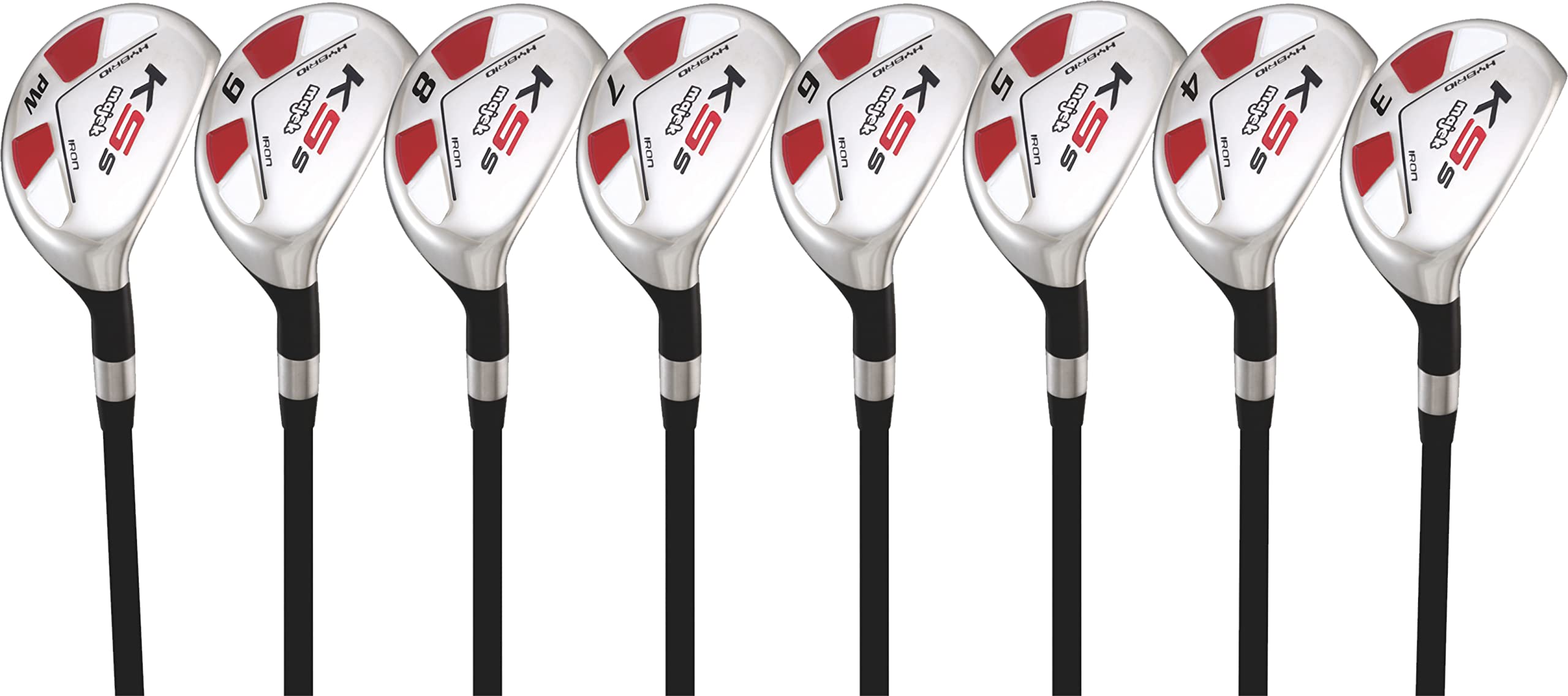 Majek Senior Men’s Golf All Hybrid Complete Full Set, which includes: #3, 4, 5, 6, 7, 8, 9, PW Senior Flex with Premium Men's Arthritic Grip Right Handed Utility “A” Flex Clubs