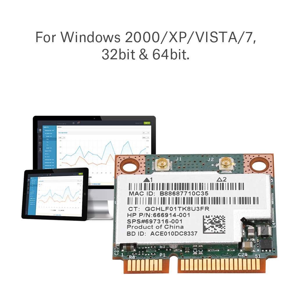 Mini PC-E Wireless Network Card,Bluetooth 4.0 300Mbps 2.4 and 5 GHz Dual-Band PCI-E Wireless LAN Card,Suitable for Broadcom BCM943228HMB,Suitable for Windows 2000/XP/VISTA/7