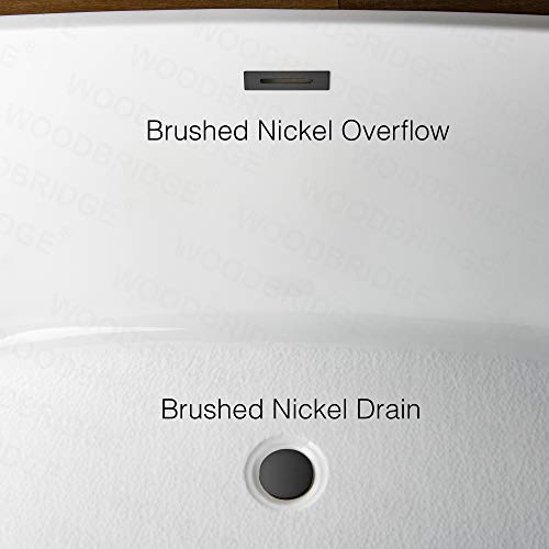 WOODBRIDGE 59" Freestanding White Acylic Soaking Bathtub with Matte Black Drain and Overflow,BTS1509-MB-Drain&O