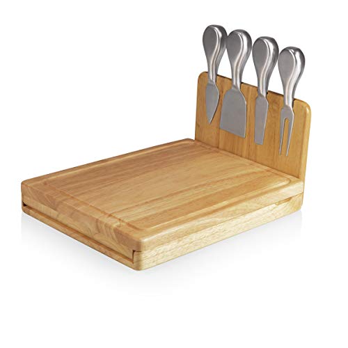 TOSCANA - a Picnic Time brand Asiago Cheese Board and Knife Set, Charcuterie Board Set, Wood Cutting Board with Cheese Knives, (Parawood)