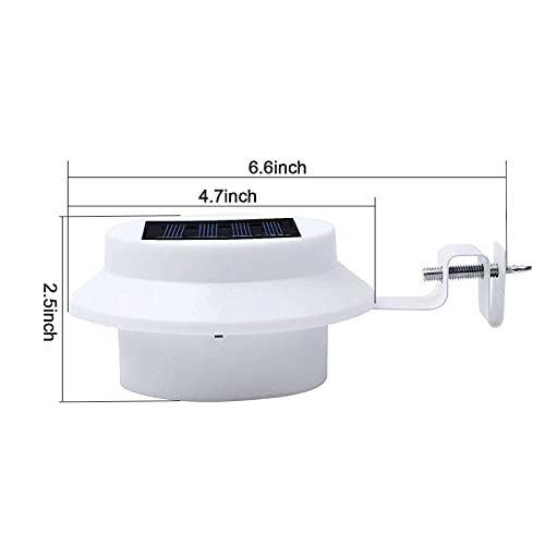 Miyole 6 Pack Solar Powered Gutter Lights Waterproof Outdoor Dusk to Dawn 3 LED Deck Fence Wall Stair Step and Yard Cool White LED Eaves Garden Landscape Pathway