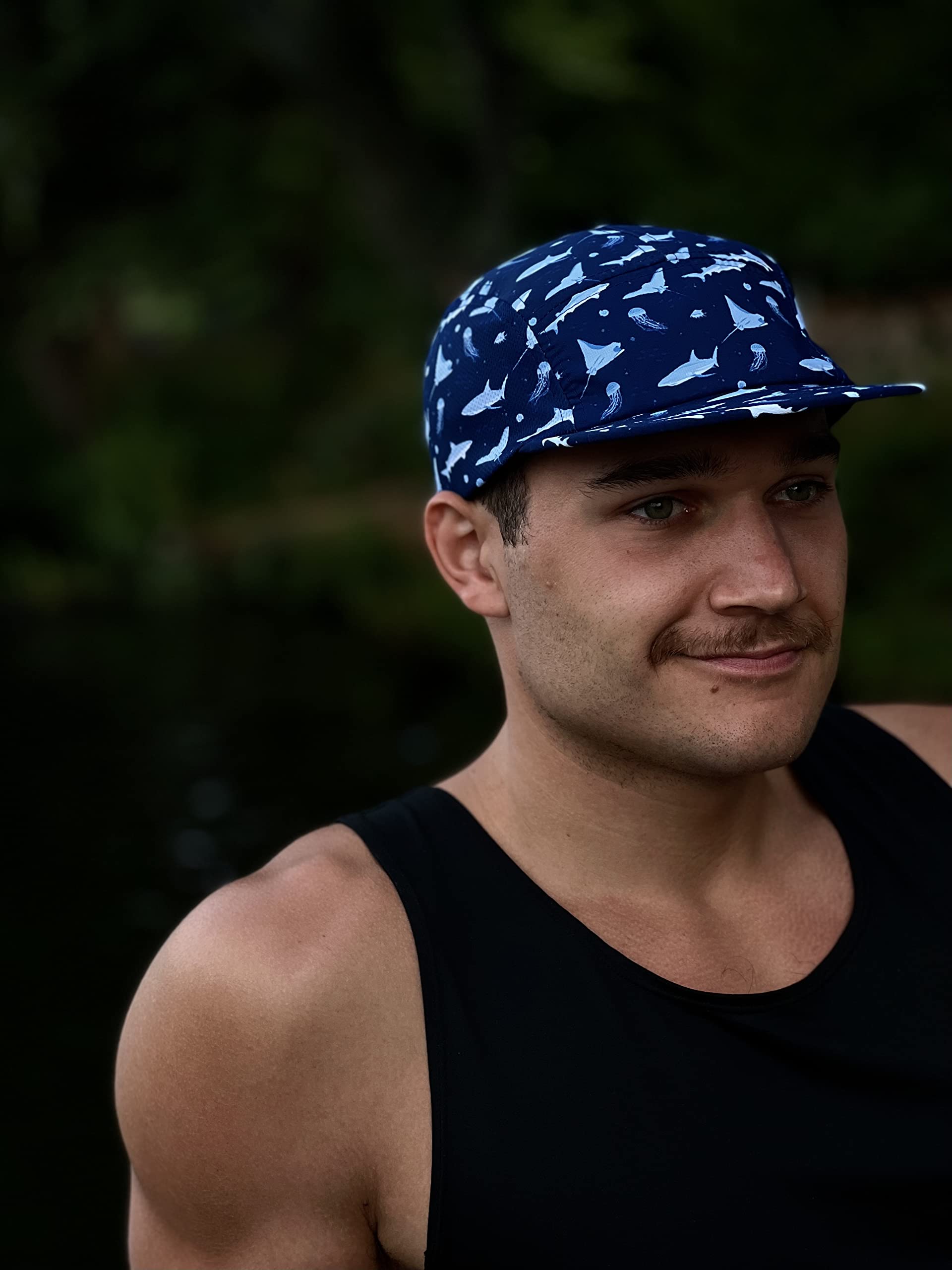 Men's and Women's 5 Panel Hat, Washable & Packable Running Hat (Not Really a Beach Guy: Blue)