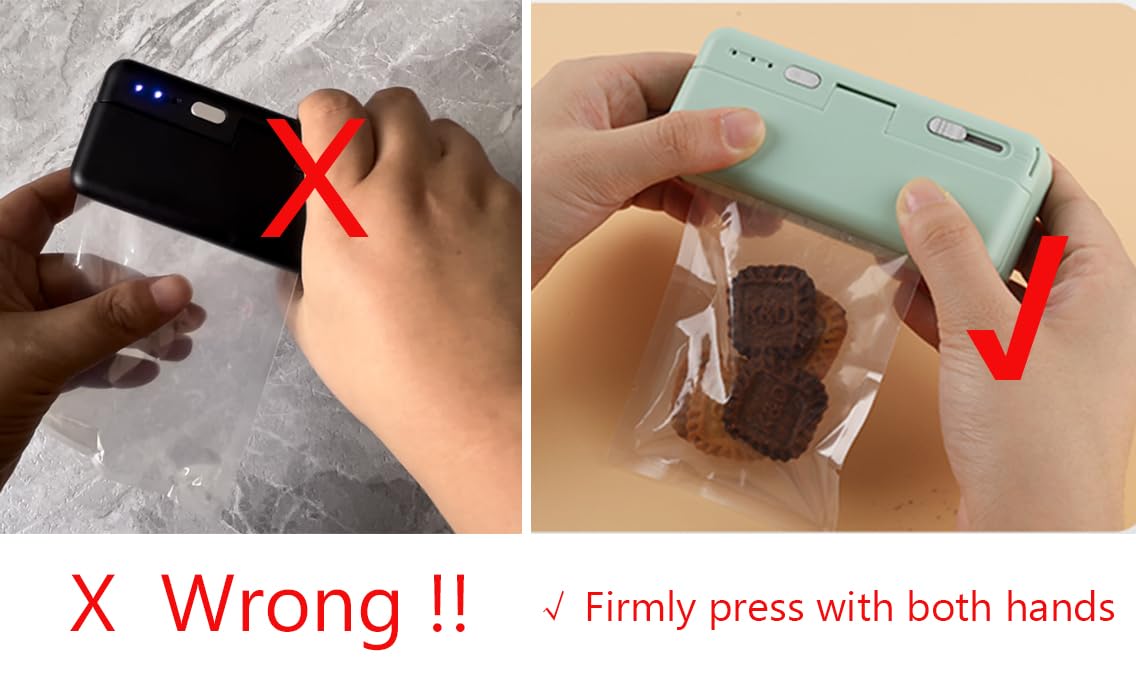 Mini Bag Sealer, USB Charger Potato Chip Bags Heat Sealer Capper, Reseals Snack Plastic Bag Heat Seal and Cutter, Sealing Machine Vacuum Impulse For Mylar Cereal Bags, Keep Food Fresh (Black)