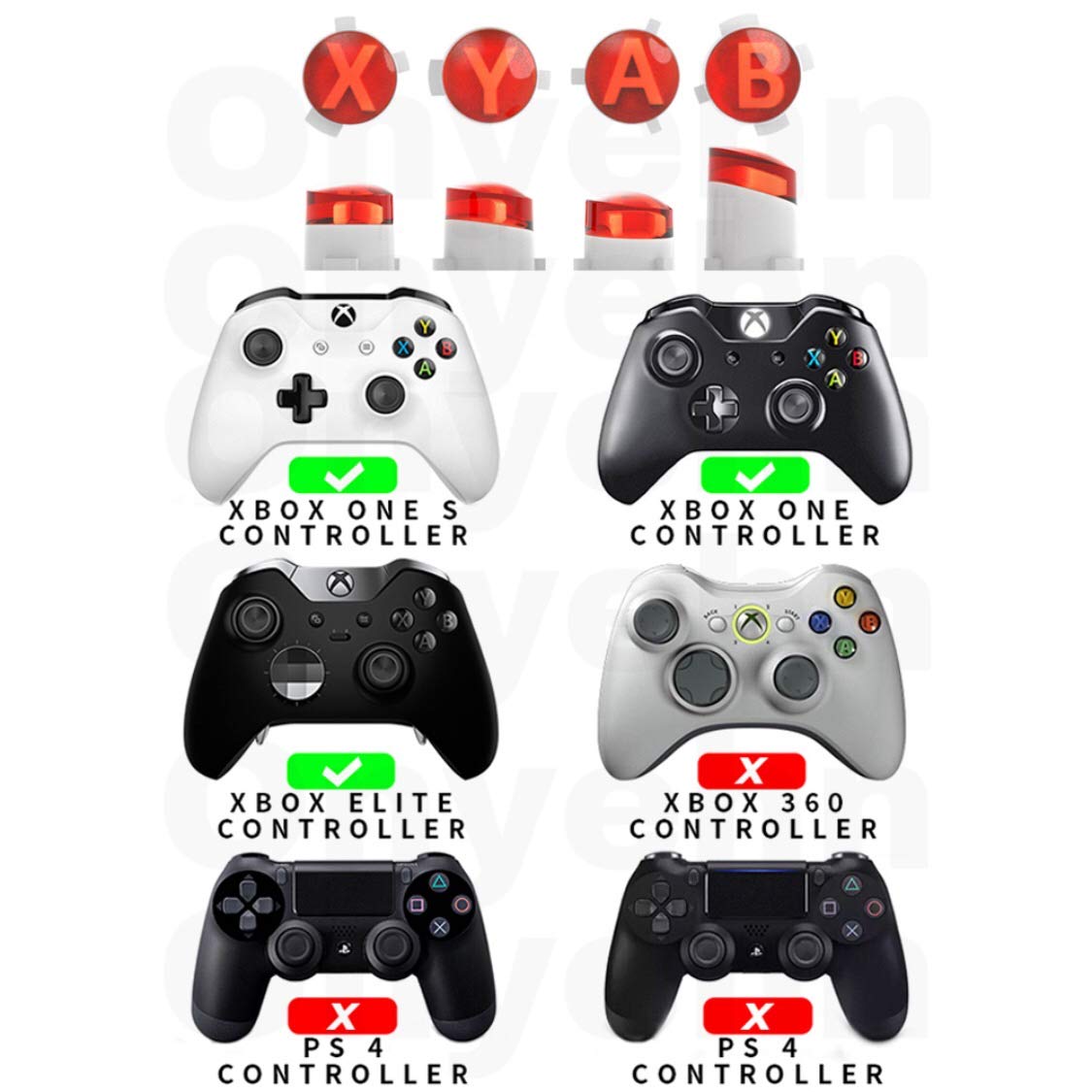 Onyehn 2-pack Replacement Thumbsticks Joysticks LB RB Bumpers Triggers Buttons,Headphone Jack Plug Port 3.5mm,with ABXY Buttons Mod Repair Tool Kit Compatible for Xbox One Slim Controller Model 1708