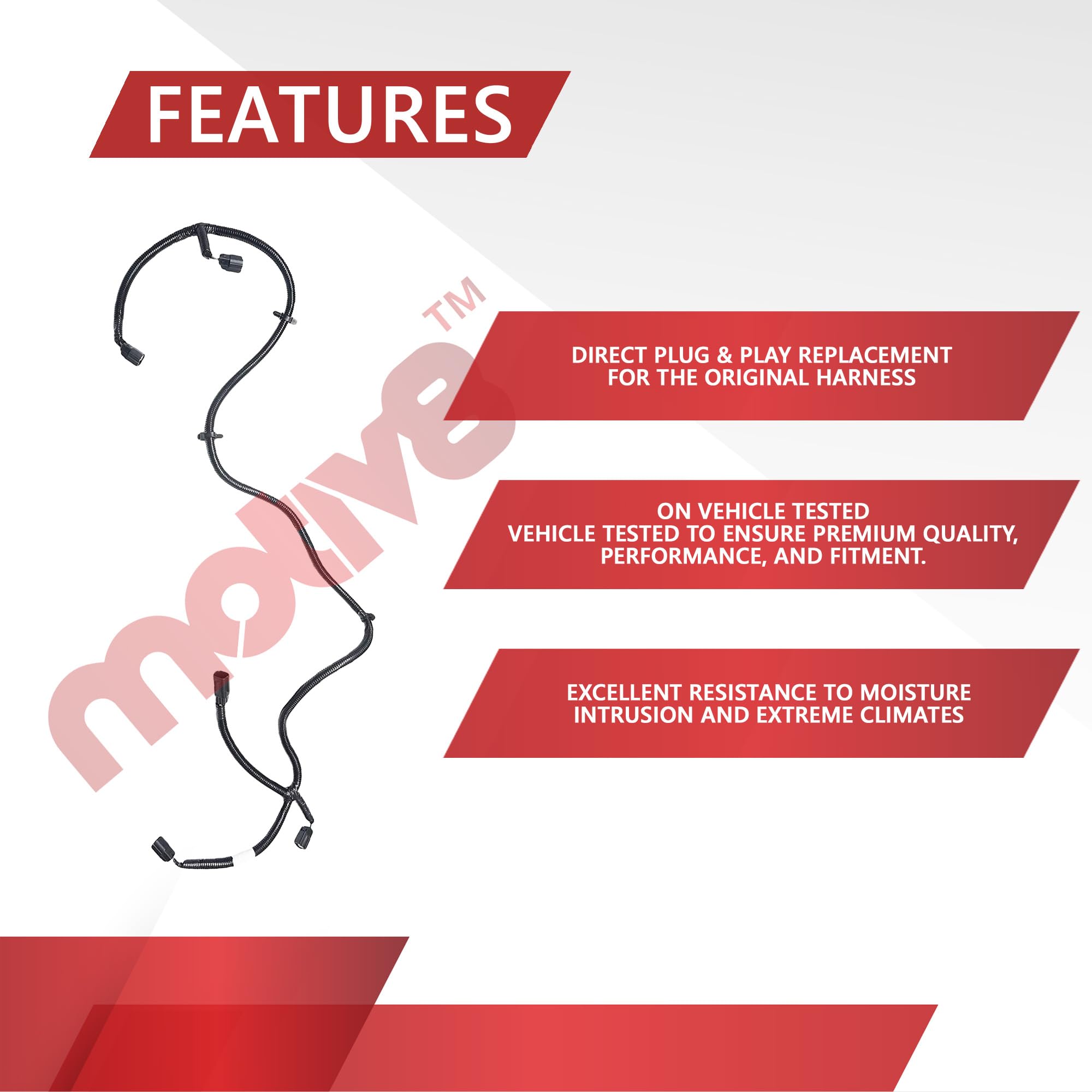 Motiv8 Dodge RAM Rear Parking Assist Wiring Harness, Jumper 1500 09-10, 2500 3500 10, 11-18 RAM 1500 2500 3500, 19-20 RAM 1500 Classic | Backup Sensor Light Wiring Harness Warning System | 68031820AA
