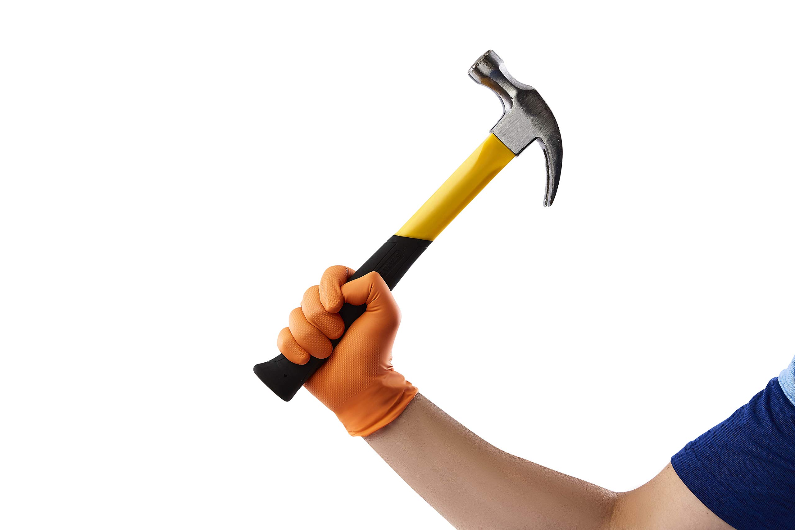 Venom Steel Orange Nitrile Gloves, 8 Mil Thick, 50 Count, Maximum Grip Textured Disposable Gloves, Puncture and Rip Resistant, Hi-Visibility Orange, One Size Fits Most