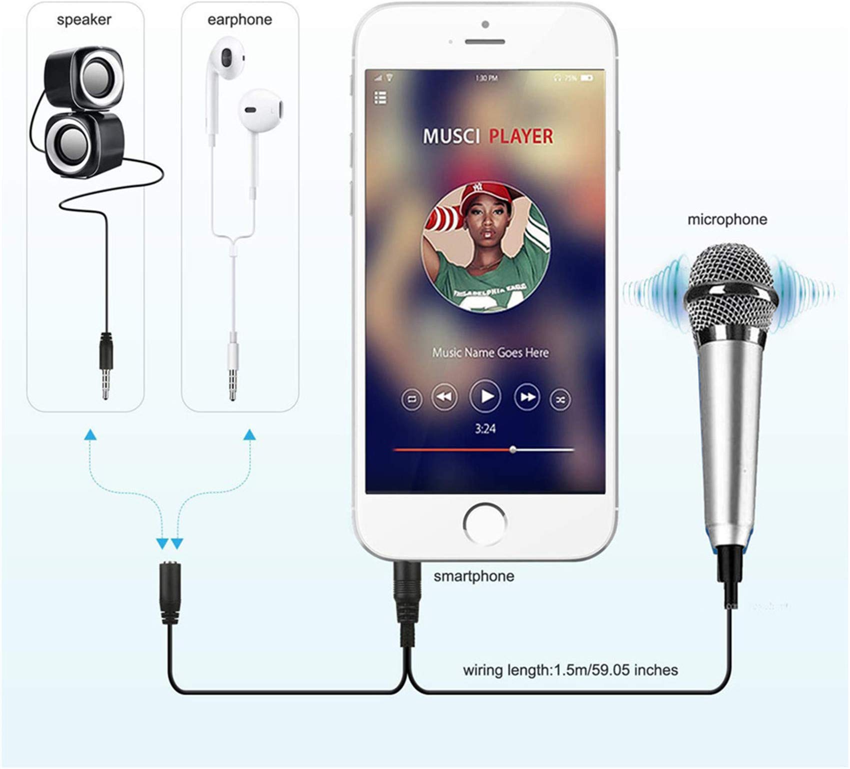 Mini Portable Vocal Microphone for Mobile Phone, Computer, Tablet, Recording Chat and Singing(Silver)