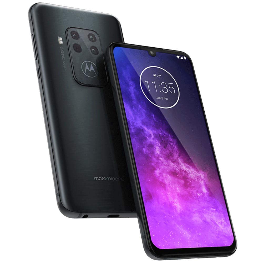 Moto One Zoom (128GB, 4GB) 6.4" HD+, 4000mAh Battery, Snapdragon 675 Dual SIM Unlocked (AT&T/T-Mobile/MetroPCS/GSM) International Version XT2010-1 (Grey Techno, 64GB SD + Case Bundle)