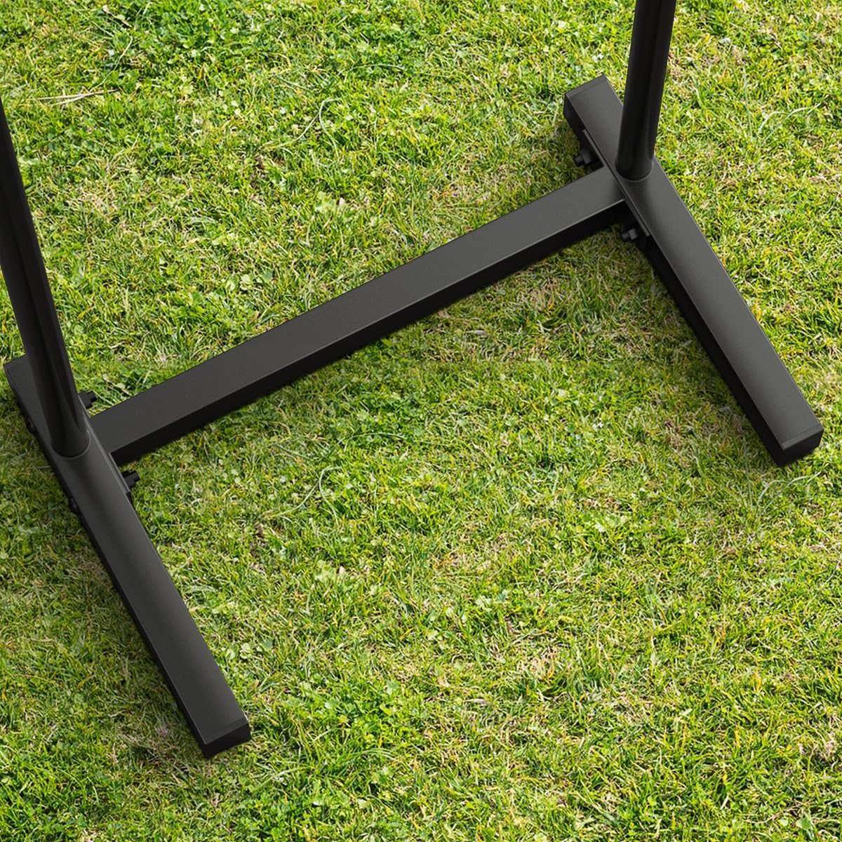 Venkuber Garden Hose Holder, Freestanding Water Hose Stand with Hanger Hooks Hose Rack for Yard Outside, Black