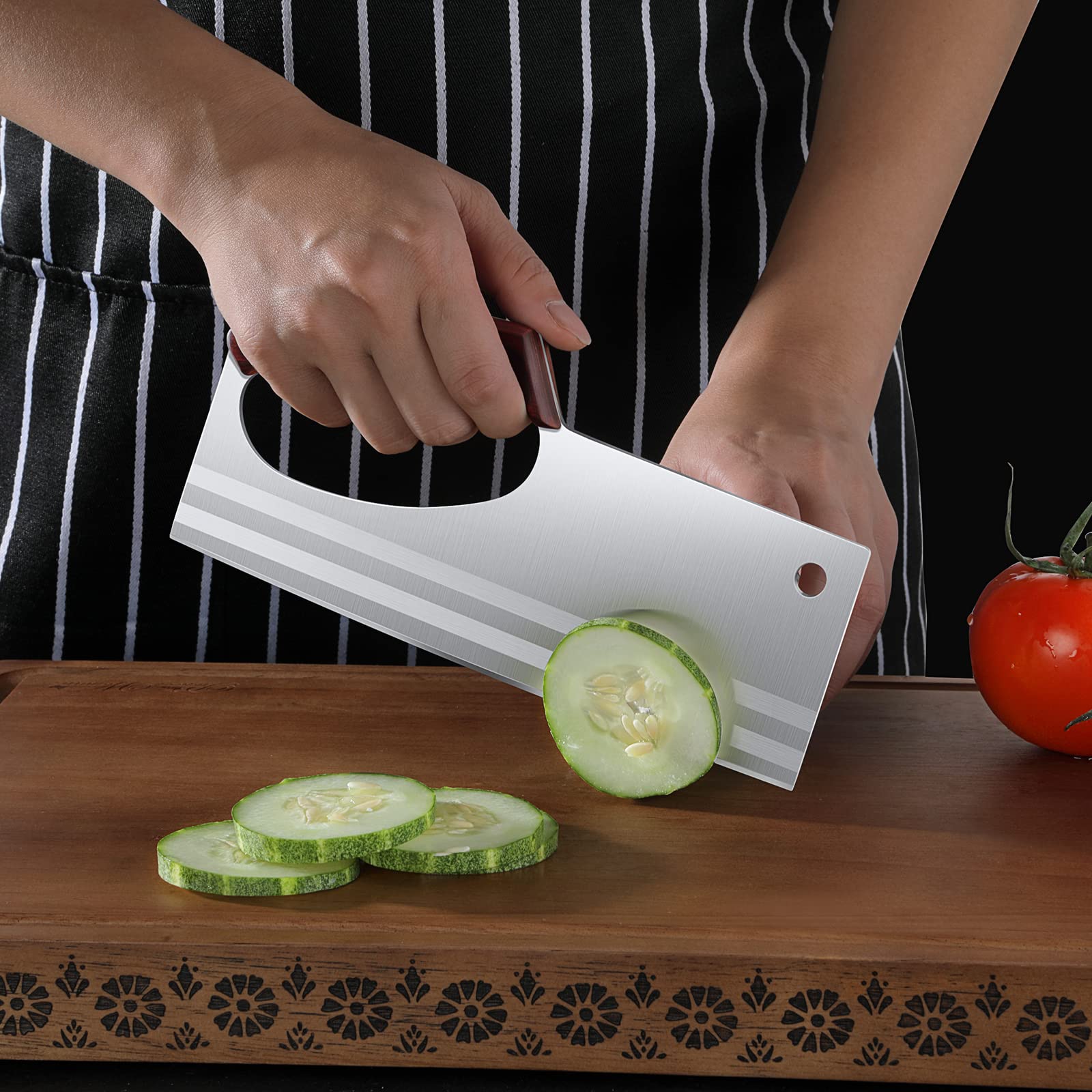 STUPIDCOW 8 Inch Kitchen Knife Cooking Knife, Sharp Asian Knife in German High Carbon Stainless Steel with Ergonomic Handle