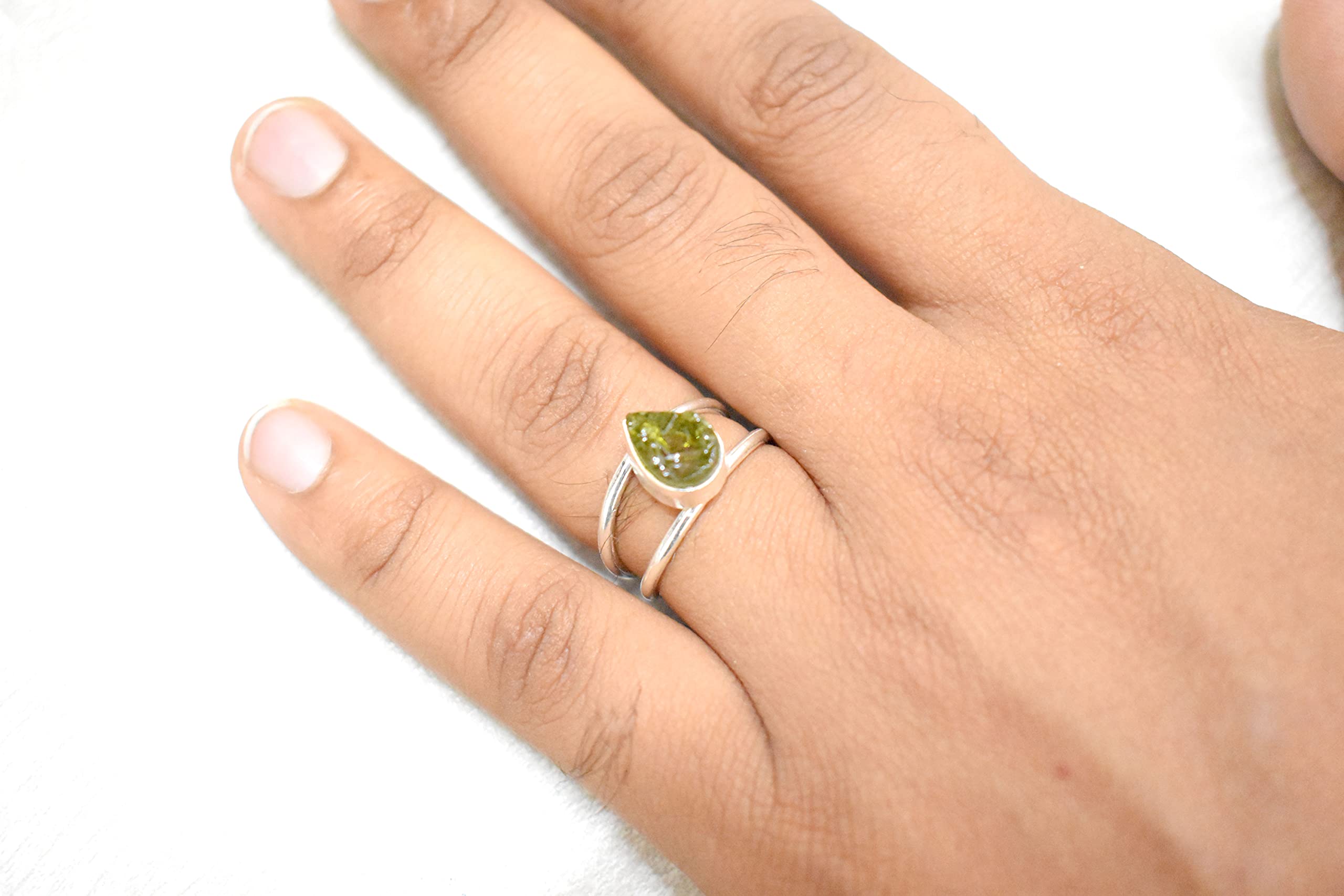 Raw Gemstone Ring, silver plated jewellery, Moldavite Rough Silver Plated Ring, Moldavite Ring, Brass Ring, gift for her, gift for him, Moldavite jewellery (10 US)