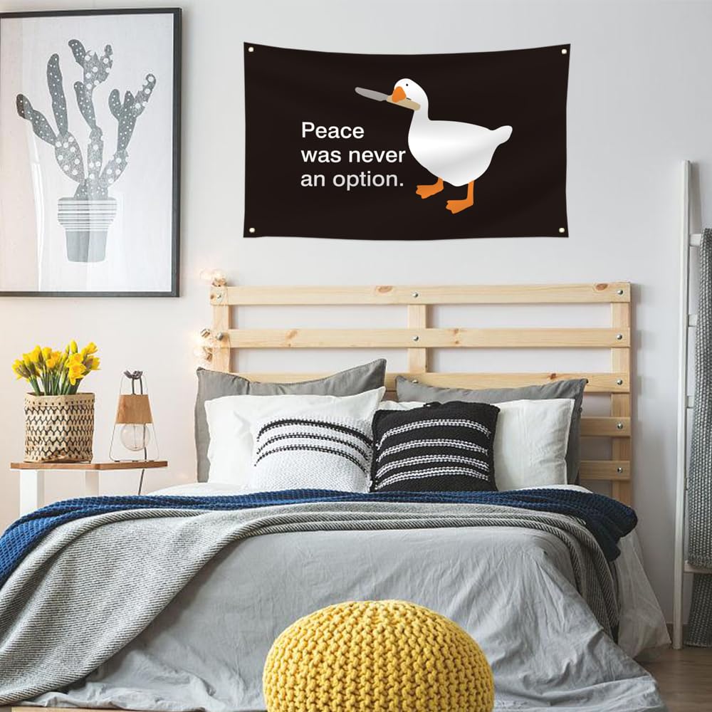 LLDOR Peace Was Never An Option Funny Flag 3X5 Feet Flag Banner 4 Brass Grommets, For College Dorm Room Bedroom Decor…