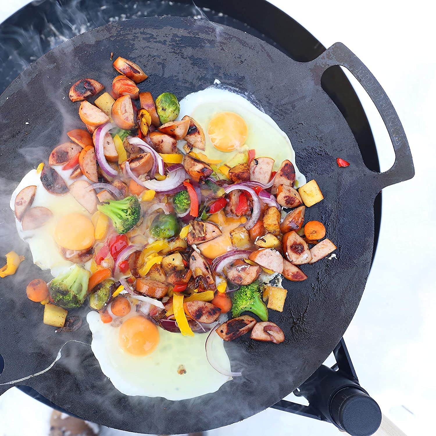 Muurikka Grill Pan, 58 cm, Outdoor Pan, Fire Pan with Legs - Made of Robust Rolled Steel for Campfires & Firepit & Grill