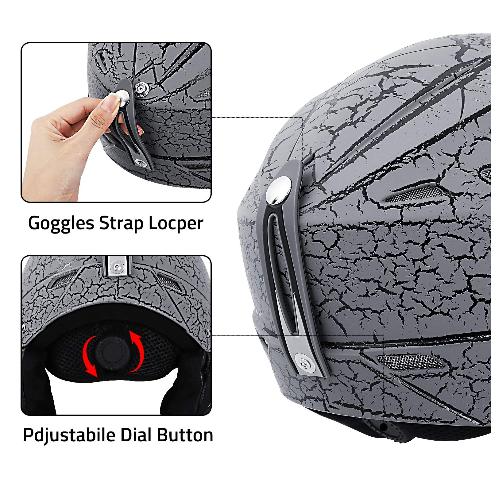 PHZ. Ski Helmet Snowboard Helmet for Men, Women Youth, Snow Sport Helmet, Goggles Compatible, Performance & Safety w/Active Ventilation