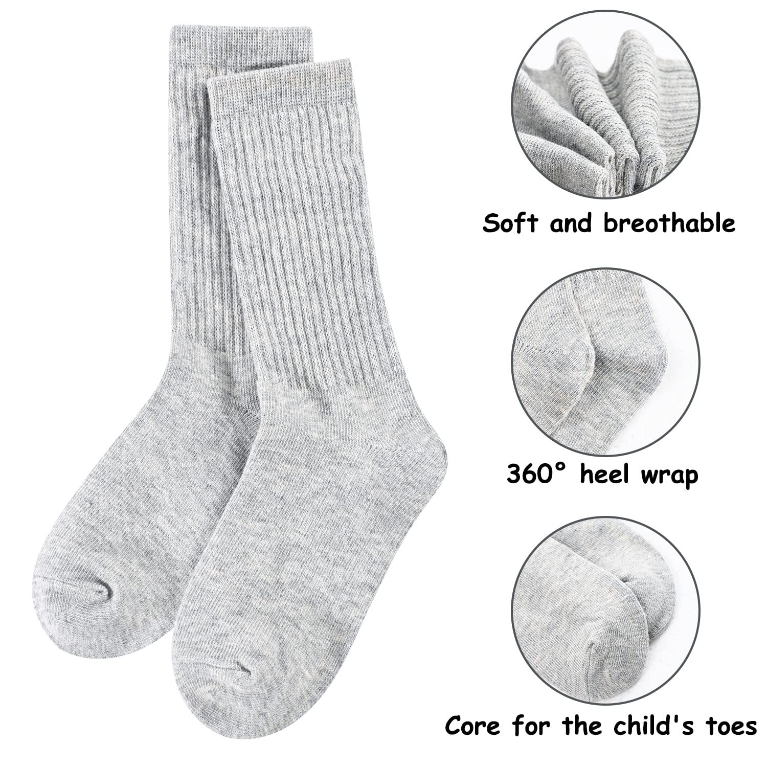Zmart Little Girls Long Socks Slouch Socks For Girls Kids Cotton Crew Socks Scrunch School Socks Black White Large