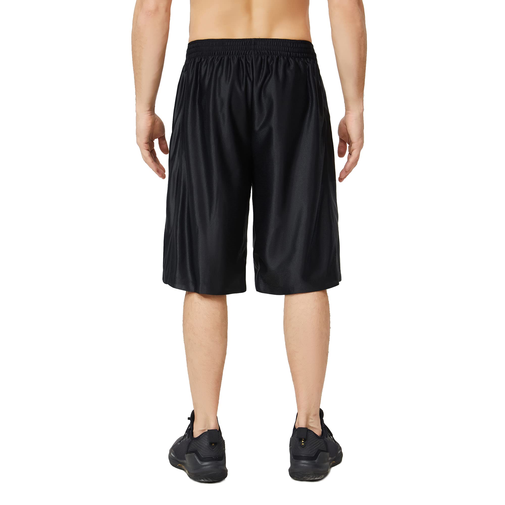 Men's Quick-Dry Athletic Shorts - Mesh-Lined, Pocketed, Over-Knee with 11"-13" Inseam,Adjustable Drawstring, X-Large, Black