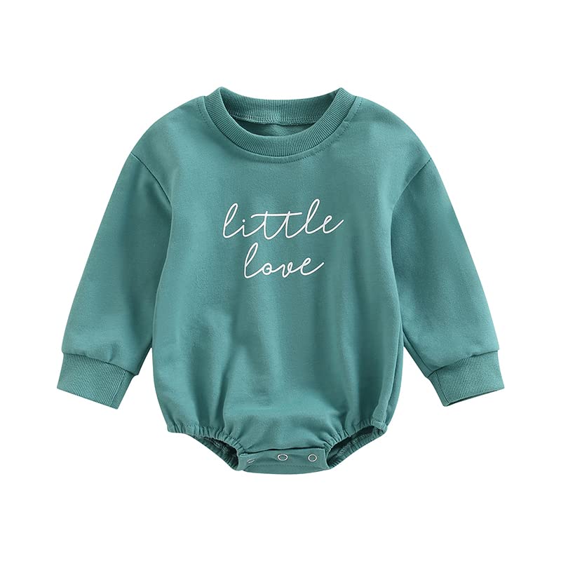 VINMEN Baby Girls Boys Valentines Sweatshirt Romper Letter Embroidery Long Sleeve Valentines Outfit
