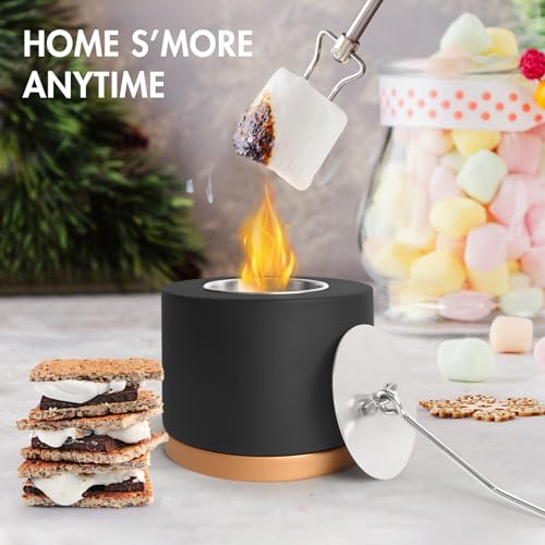 MCleanPin Tabletop Fire Pit,Smokeless Firepit,Smores Firepit Table Top,Mini Fireplace, Indoor Outdoor Patio Decor, Portable Campfire,Small Table Top Firepit Bowl, Table Top Decor,Fall Gifts (Black)