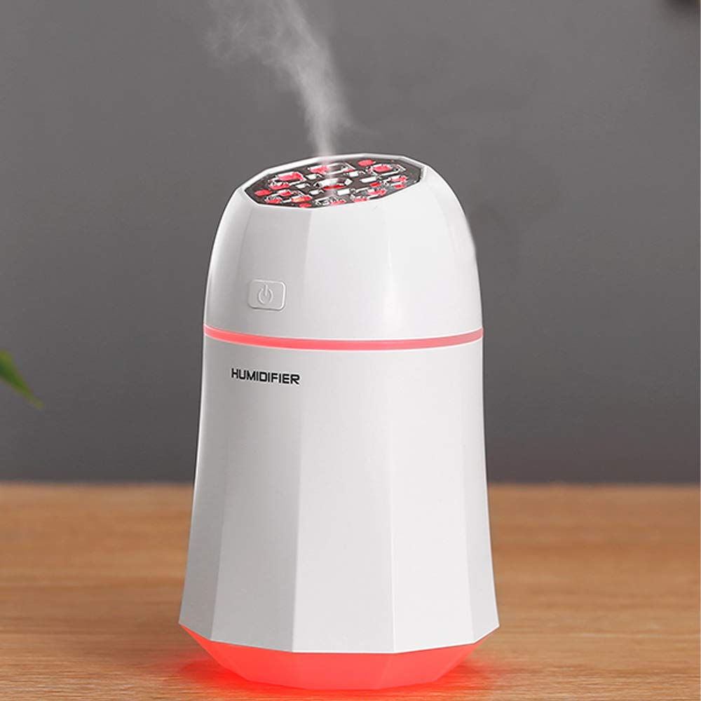 MIni Humidifier, 280ml Small Cool Mist USB Personal Ultrasonic Humidifiers with 7-Color Led Lights Changing For Bedroom Home Office Travel(White)