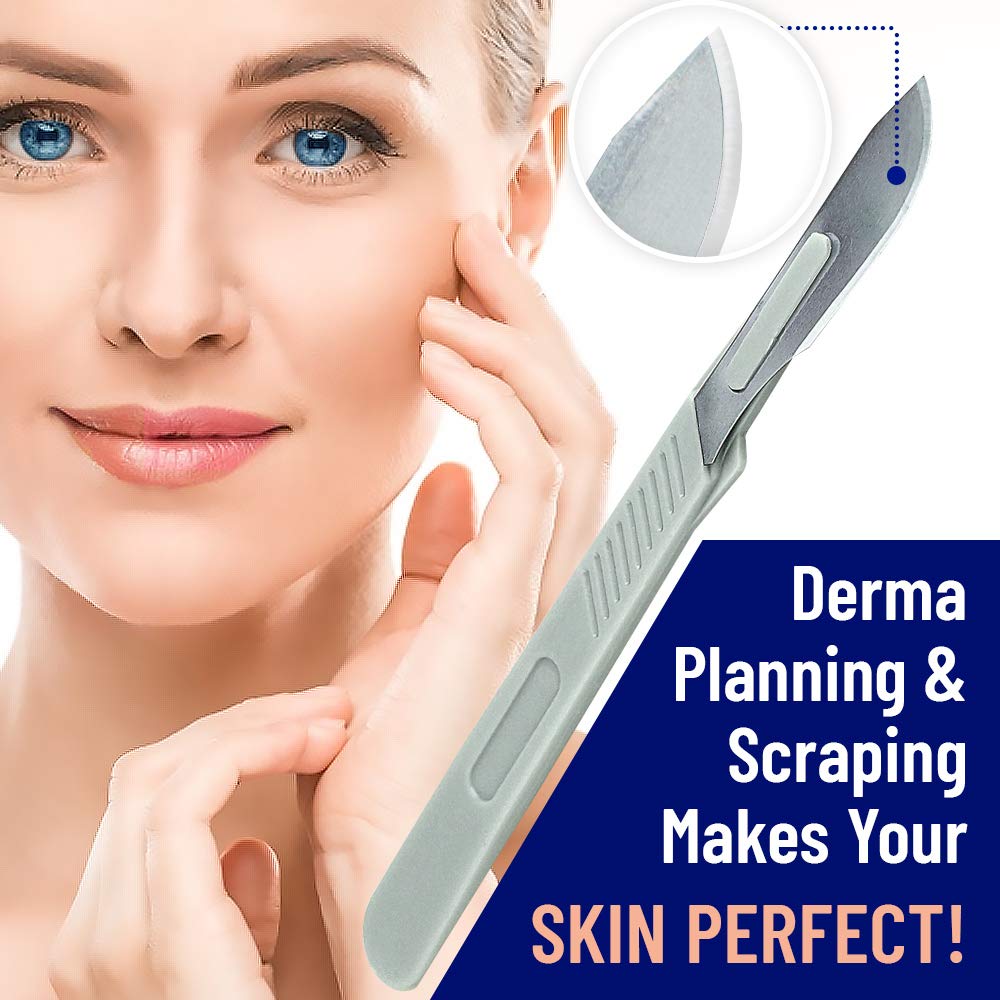 MedHelp Disposable Scalpel 10 Dermaplaning Tool Scalpel Blades 10 with Plastic Handle, High Carbon Steel Dermablade Blades #10 Surgical Blades, Scaple - Box of 10