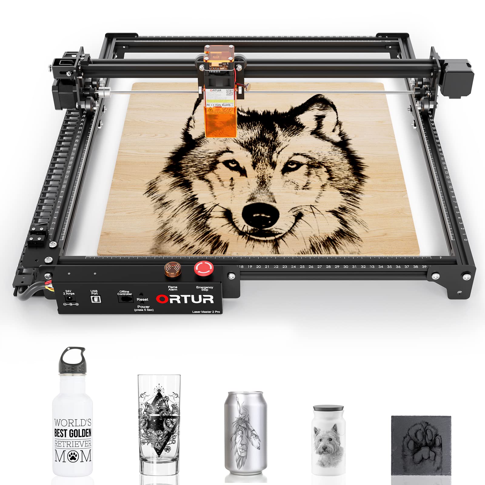ORTUR Laser Master 2 Pro S2-lu2-2, 1600mW Laser Engraver, Laser Engraving Cutting Machine, DIY Laser Marking for Metal, Laser Class 1