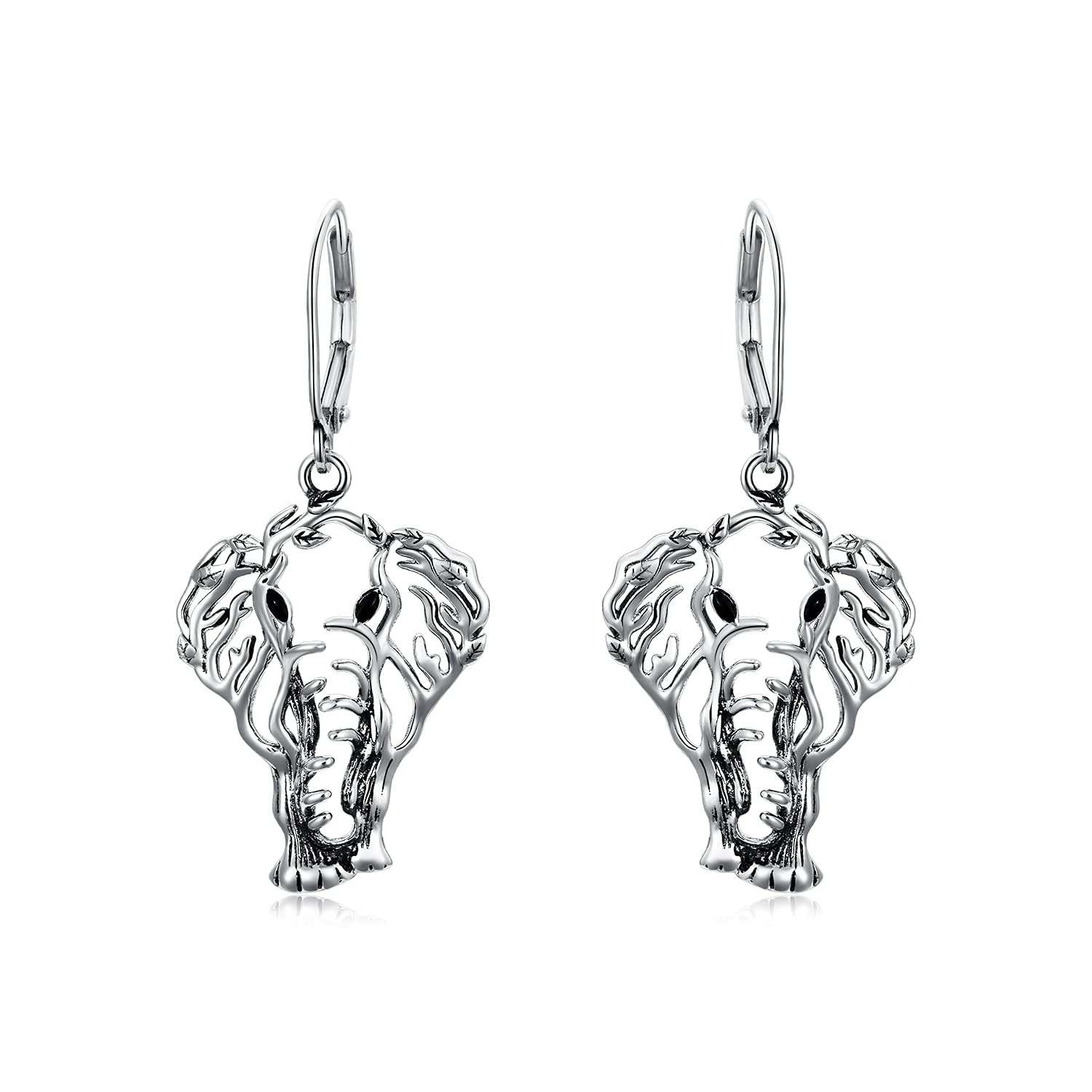 RMREWY Elephant Earrings 925 Sterling Silver Tree-of-Life Dangle Earrings for Women Elephant Jewelry Birthday Gift for Women