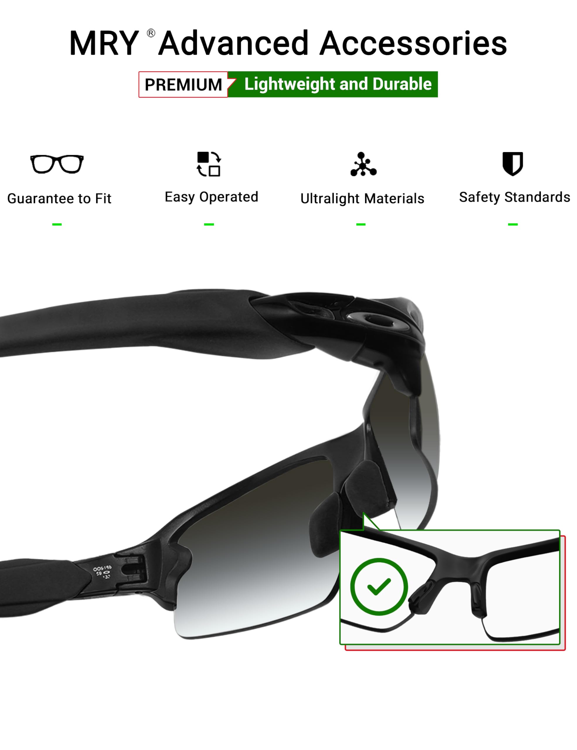 Mryok Replacement Nose Piece Nose Pads for Oakley Flak 2.0/Flak Jacket/Half Jacket/Half Jacket 2.0/Fast Jacket Sunglass - Black