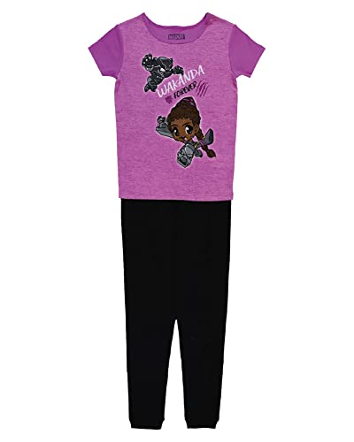 Marvel Girls' Black Panther: Wakanda Forever 2-Piece Snug-Fit Cotton Pajama Set, WAKANDA FOREVER, 4T
