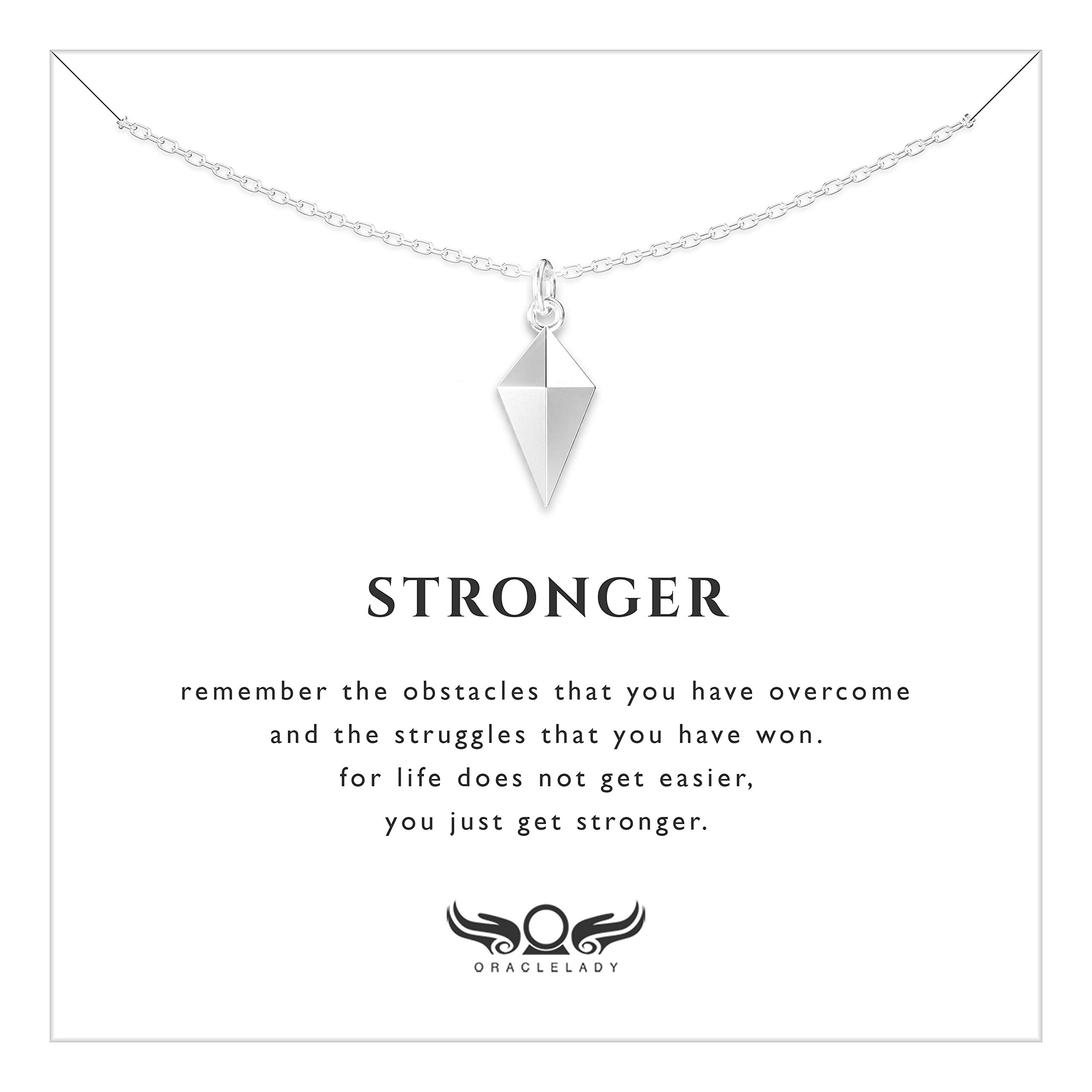 ORACLELADY Diamond Spike Sterling Silver Necklace - Inspirational Jewelry Gift for Women Birthday Dainty Simple Minimalist