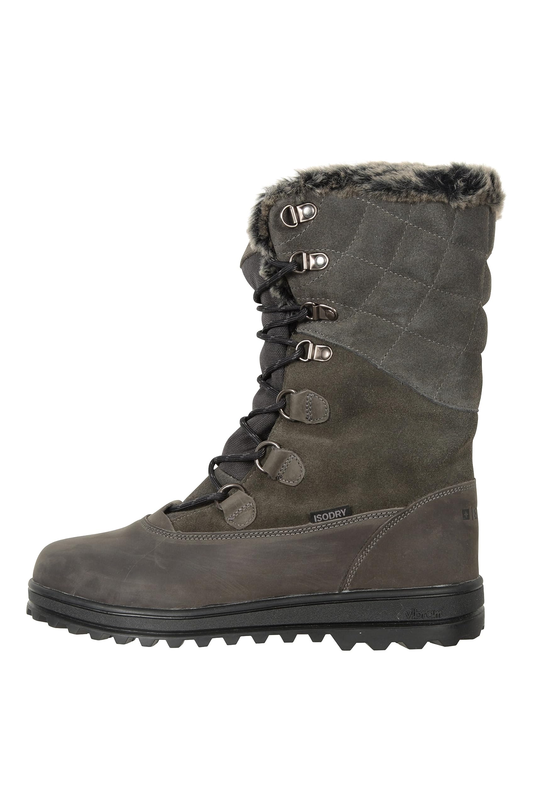 Mountain Warehouse Vostock Womens Snow Boots - IsoDry & Vibram Sole Grey Womens Shoe Size 8 US