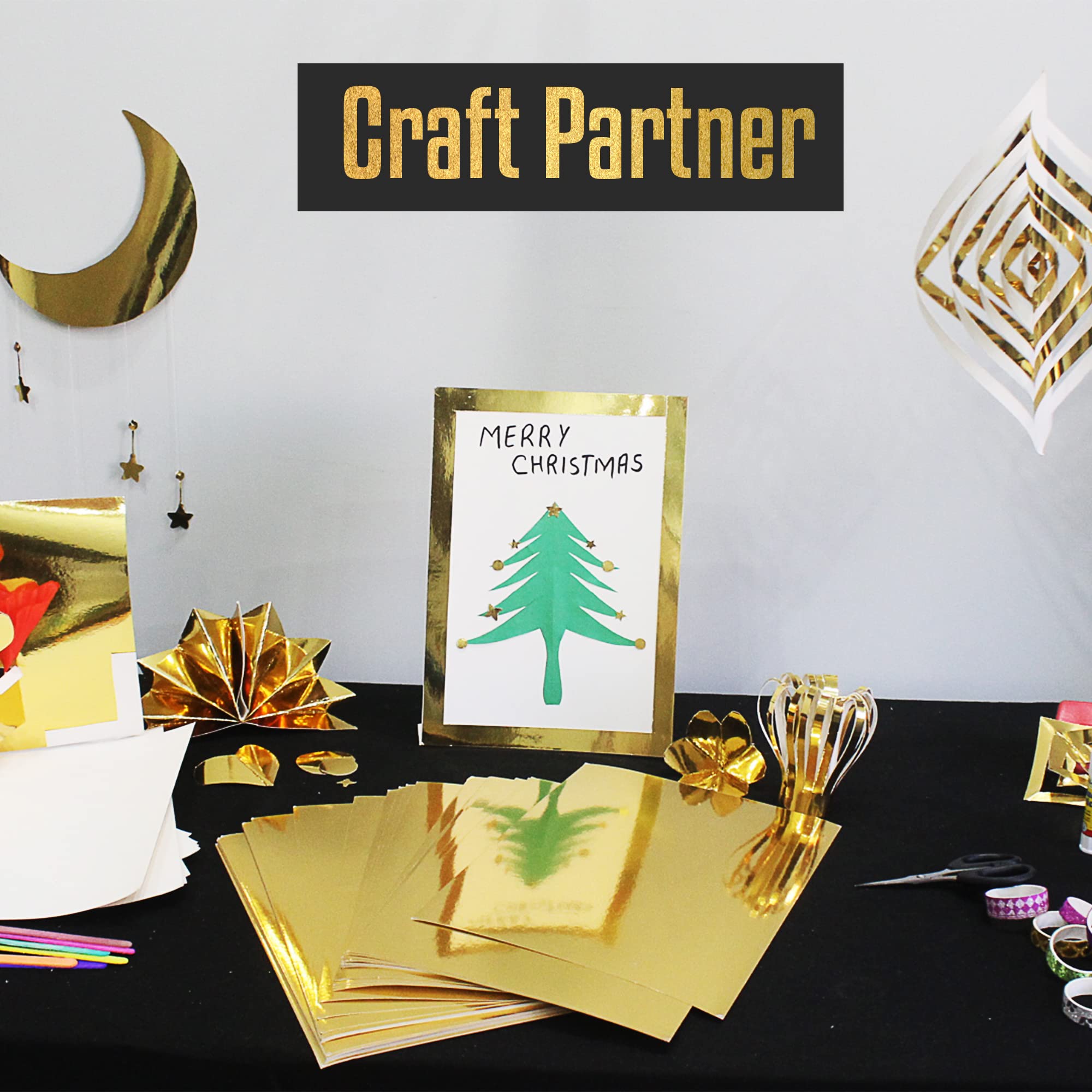 Metallic Gold Cardstock Paper, 60pcs of 8.5βx11β (250 GSM) - Gold Paper Foil Board, Mirror Finish Surface β Die Cut and Plotter Compatible - Perfect for Crafting, Invitations & Decorations